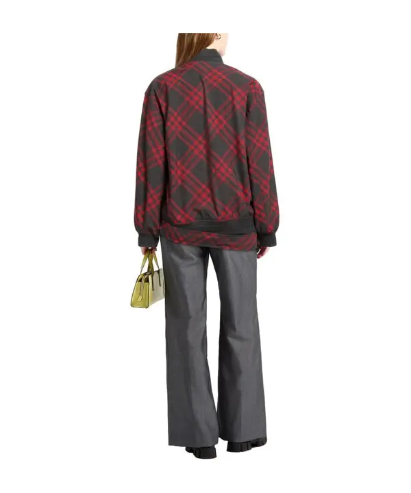 Burberry Two-tone Plaid Zip-up Baseball Jacket