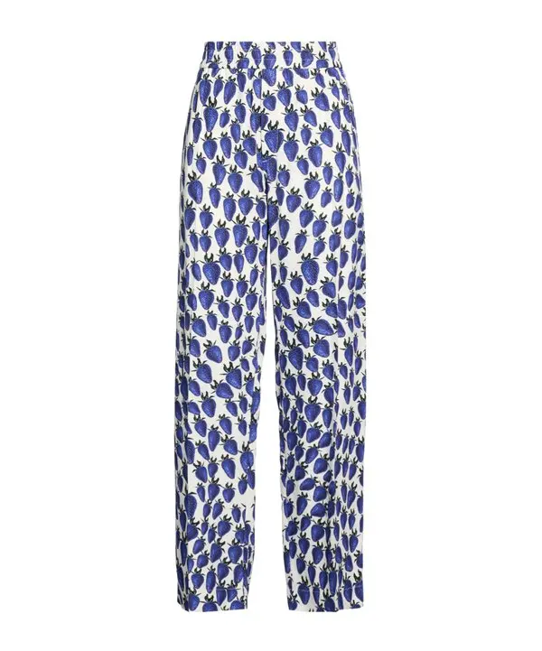 Burberry Printed Wide-leg Trousers - Blue