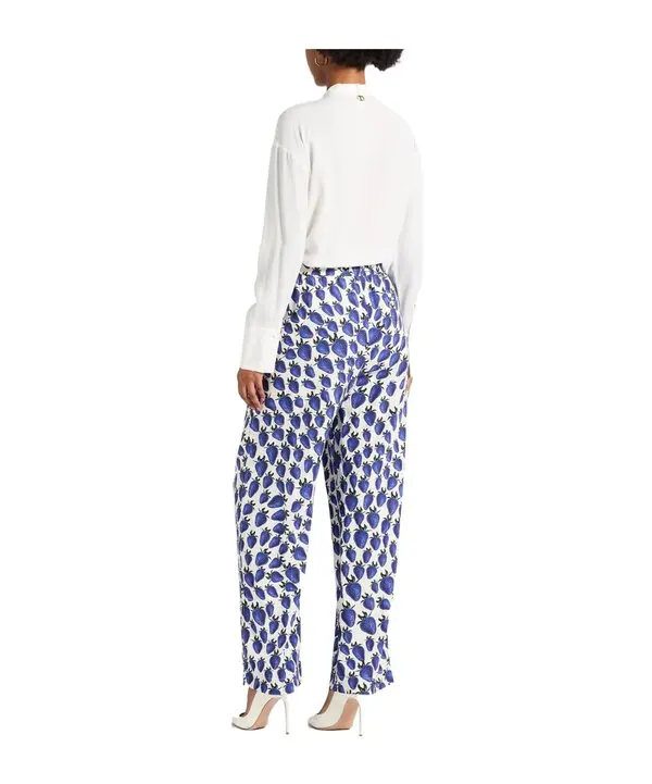 Burberry Printed Wide-leg Trousers - Blue