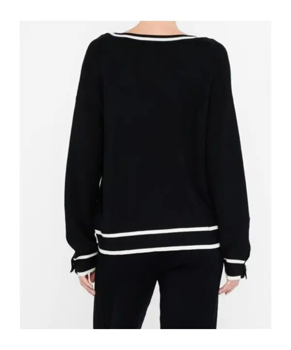Liu Jo V-neck Sweater With Contrast Trim And Button Details