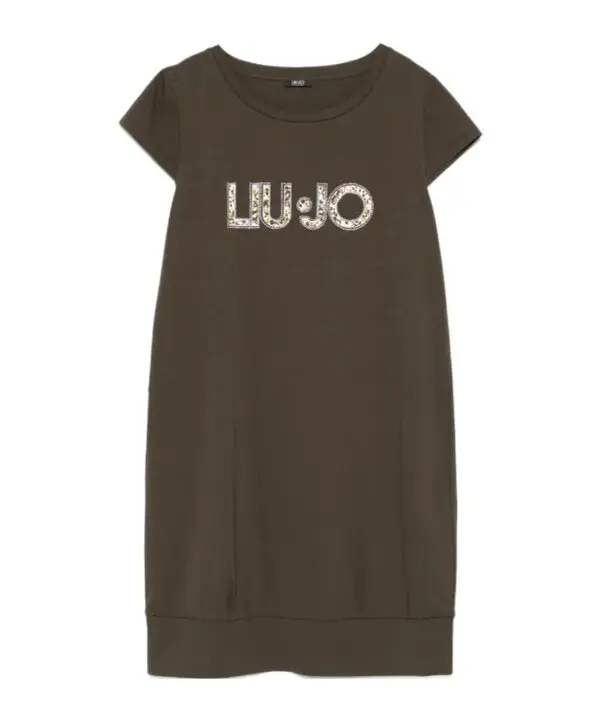 Liu Jo Logo Embellished Mini Dress With Short Sleeves