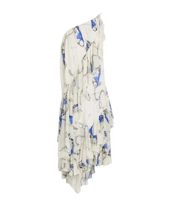 Burberry One-shoulder Layered Printed Dress