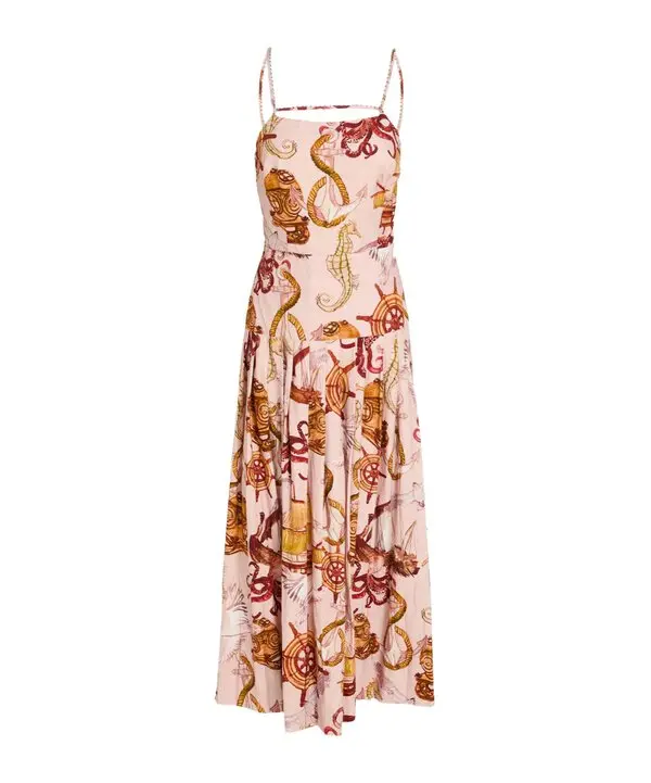 Farm Rio Printed Midi Dress With Open Back