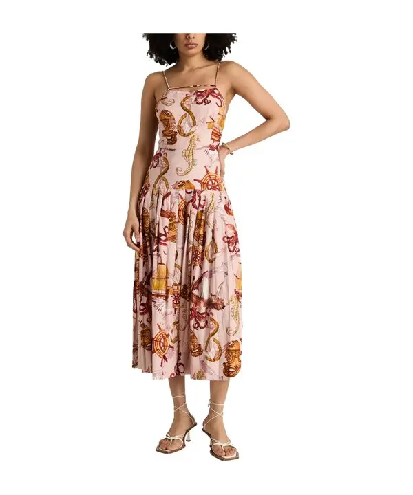 Farm Rio Printed Midi Dress With Open Back