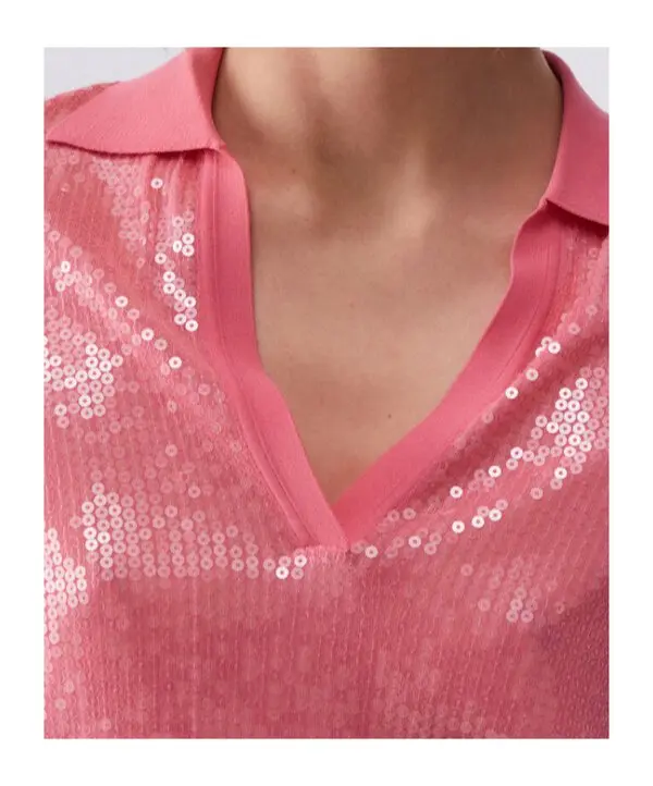 Liu Jo Sequin Embellished V-neck Sweater - Pink