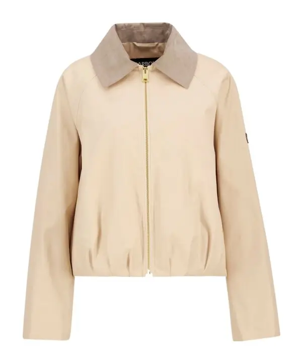 Barbour Ozara Casual Jacket With Suede Collar And Studded Pockets