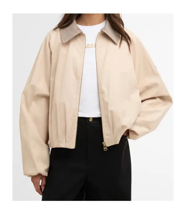 Barbour Ozara Casual Jacket With Suede Collar And Studded Pockets