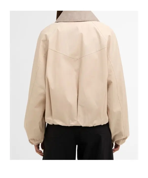Barbour Ozara Casual Jacket With Suede Collar And Studded Pockets