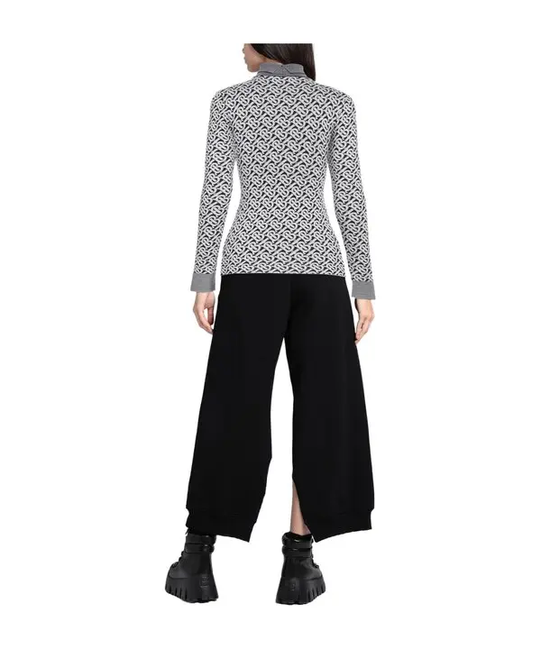Burberry Printed Wool High Neck Long Sleeve Sweater - Blue