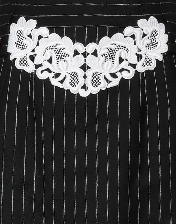 Dolce & Gabbana Pinstriped Midi Skirt With Lace Embellishment