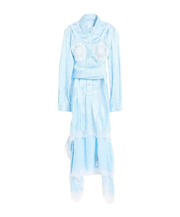 Burberry Satin Shirt Dress With Lace Trim