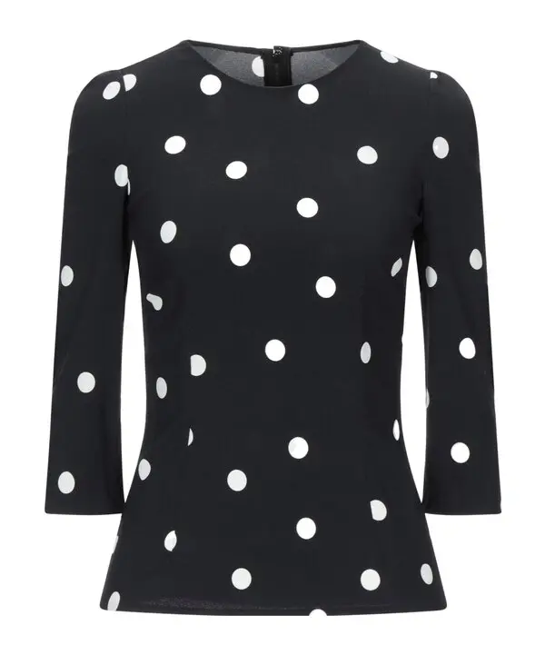 Dolce & Gabbana Polka Dot 3/4 Sleeve Crepe Top