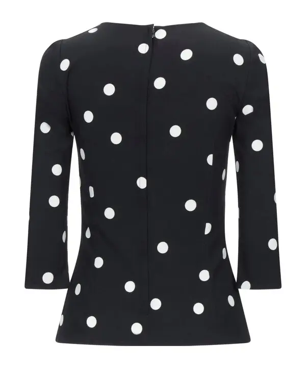 Dolce & Gabbana Polka Dot 3/4 Sleeve Crepe Top