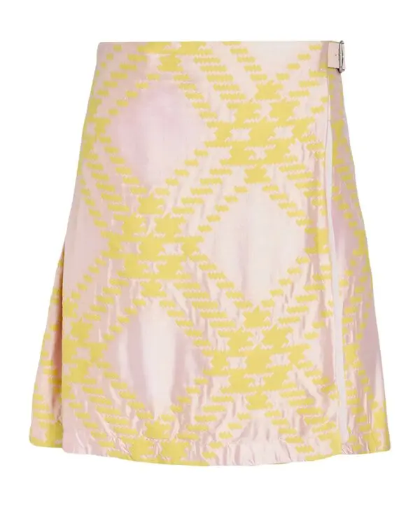 Burberry Two-tone Wrap Skirt With Decorative Belt - Pink