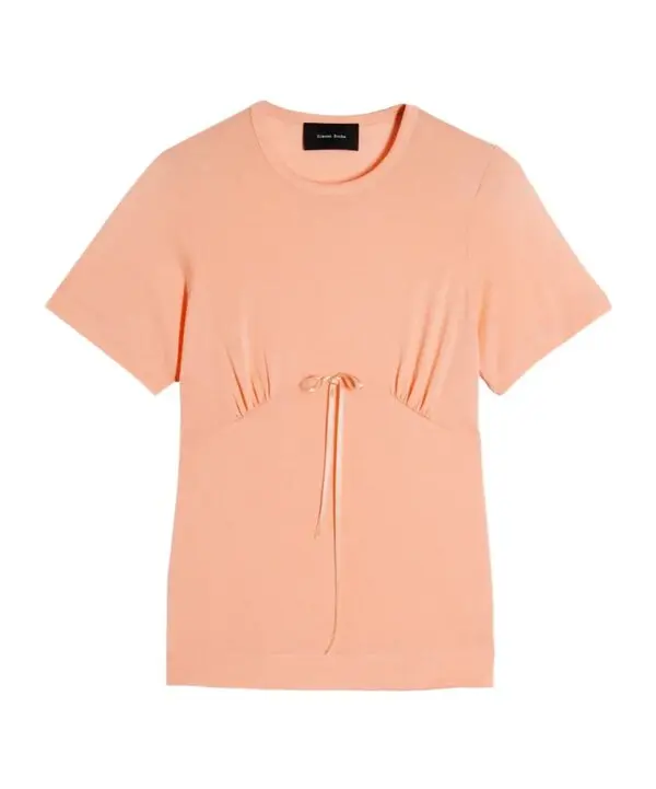 Simone Rocha Gathered Bust Bow Detail T-shirt - Pink