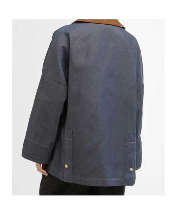 Barbour Collared Denim Jacket With Snap And Zip Closure - No
