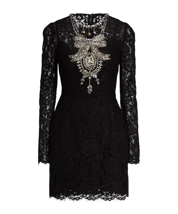 Dolce & Gabbana Lace Embellished Mini Dress