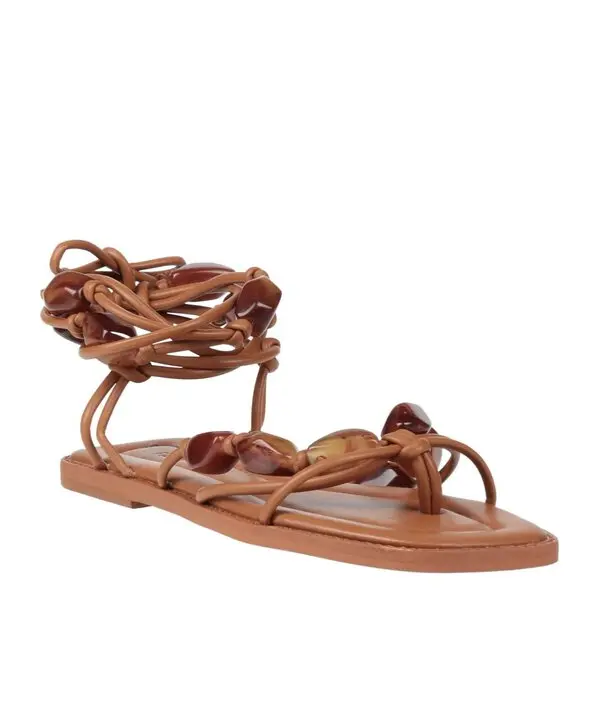 Farm Rio Strappy Flat Sandals With Embellished Detail