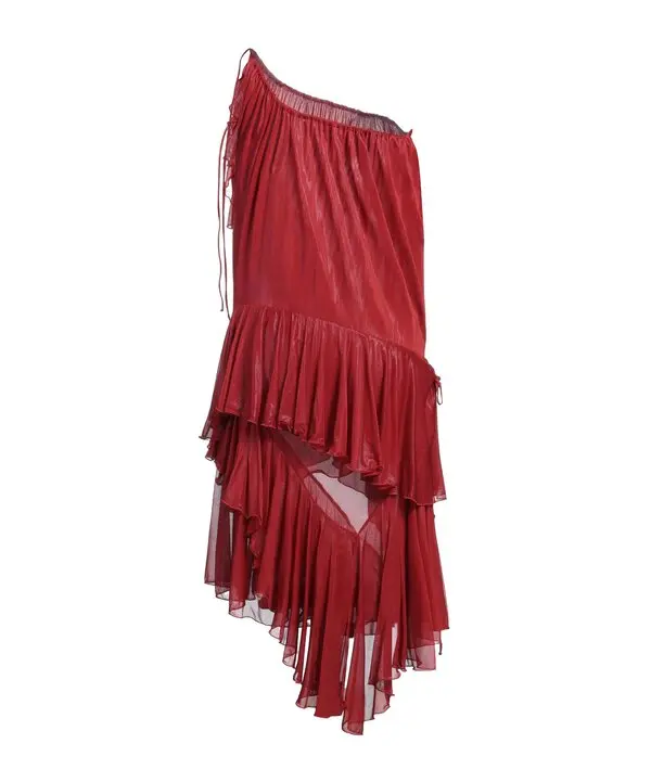 Burberry One-shoulder Dress In Metallic Crepe With Ruffles