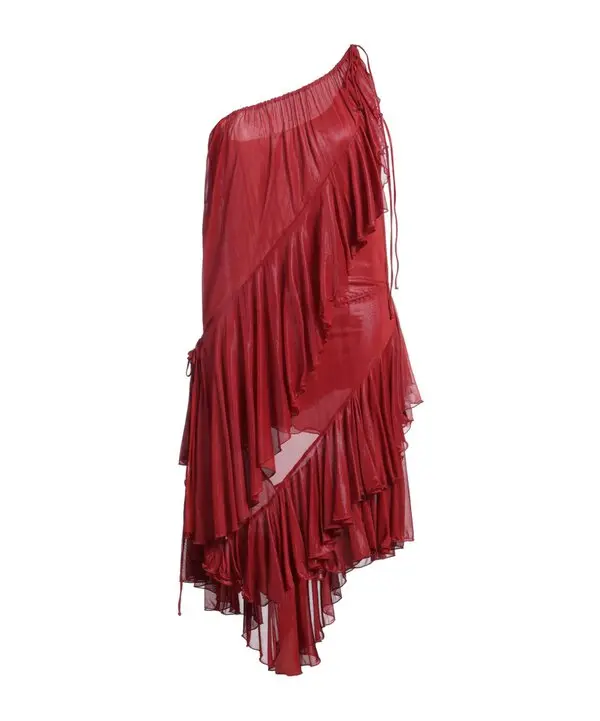 Burberry One-shoulder Dress In Metallic Crepe With Ruffles