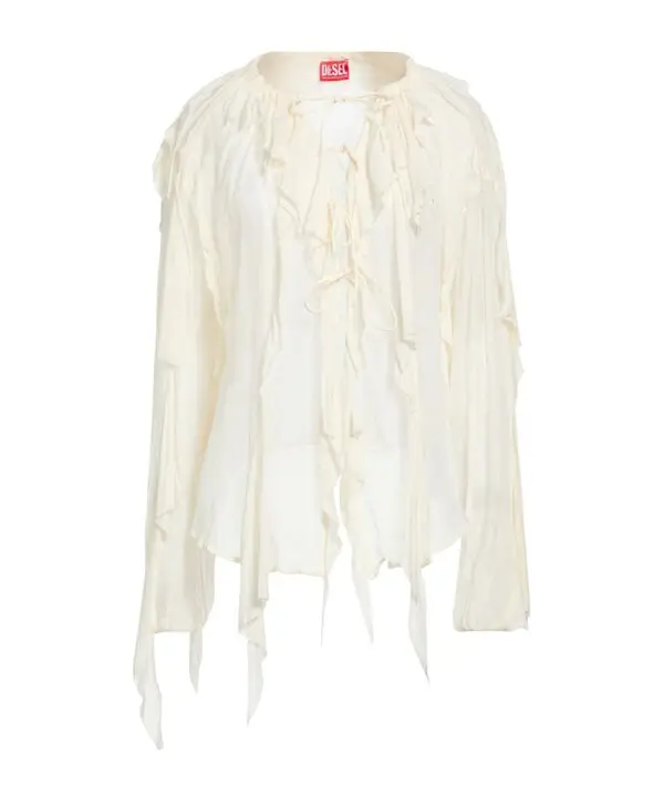 DIESEL® Pleated Long-sleeved Shirt With Ruffled Trim