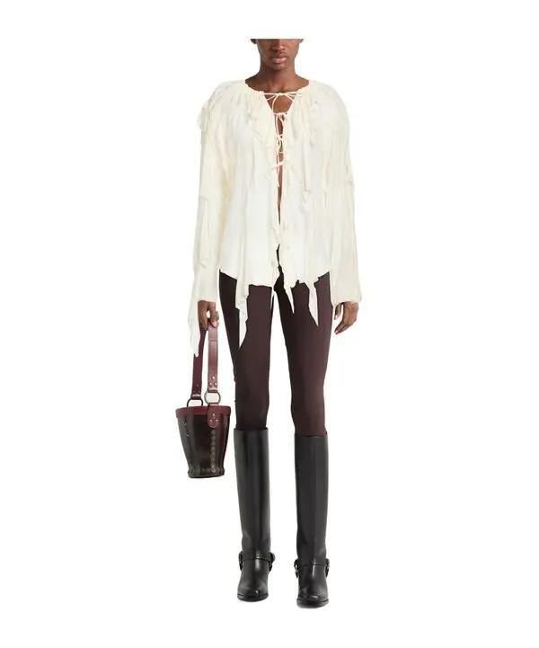 DIESEL® Pleated Long-sleeved Shirt With Ruffled Trim