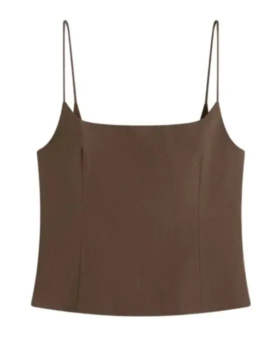 ST. AGNI Silk Cami Top - Mud Color