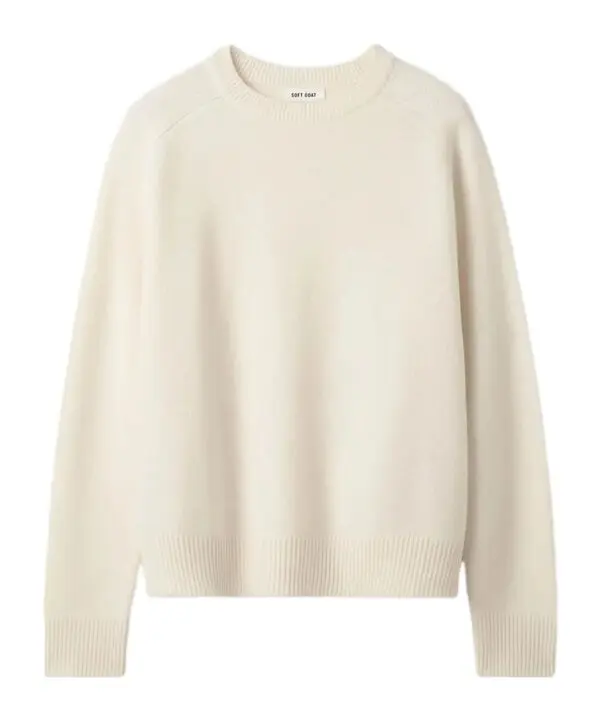 Soft Goat Boyfriend Ribbed Sweater - Feather White