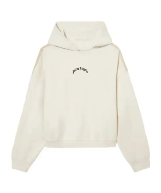 Palm Angels Curved Logo Cropped Hoodie