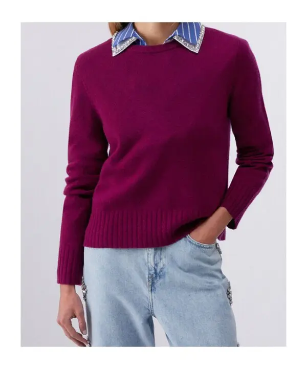 Liu Jo Ribbed Crew Neck Sweater With Perforated Logo