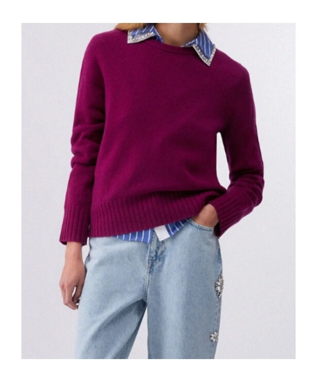 Liu Jo Ribbed Crew Neck Sweater With Perforated Logo