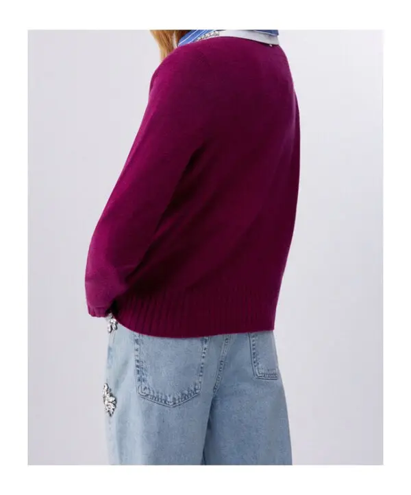 Liu Jo Ribbed Crew Neck Sweater With Perforated Logo