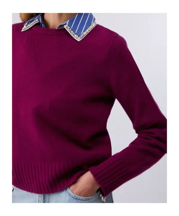 Liu Jo Ribbed Crew Neck Sweater With Perforated Logo