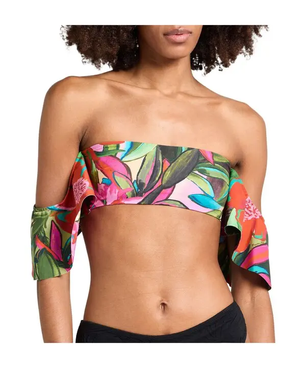 Farm Rio Printed Floral Off-the-shoulder Bikini Top - Green