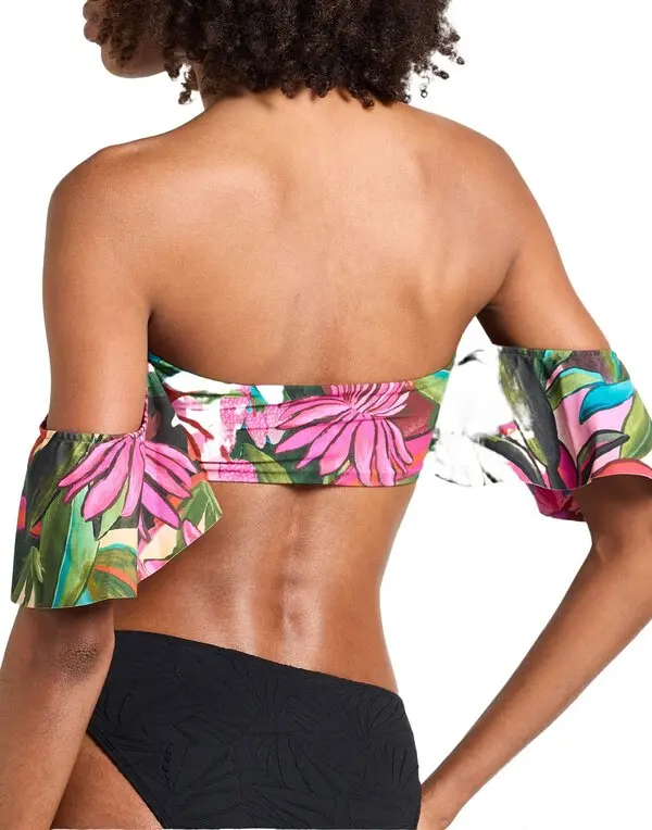 Farm Rio Printed Floral Off-the-shoulder Bikini Top - Green