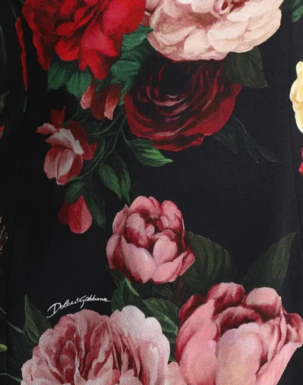 Dolce & Gabbana Floral Print Top With Ruffled Details - Black