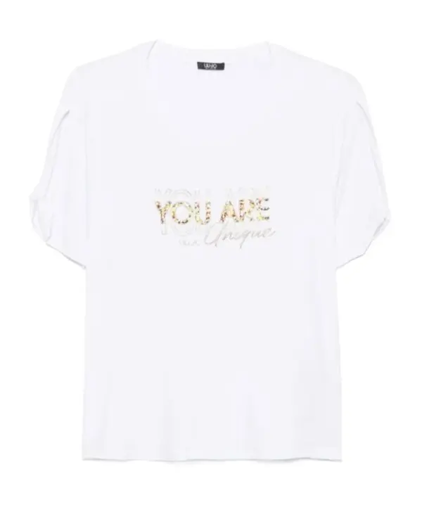 Liu Jo Rhinestone Embellished Printed T-shirt - White