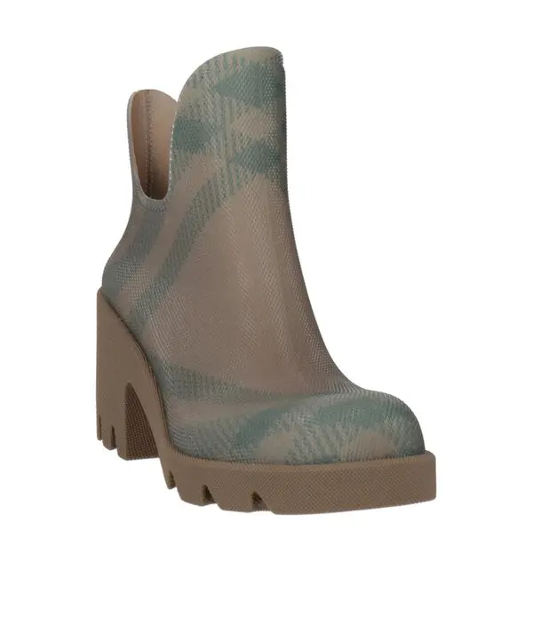 Burberry Checked Ankle Boots - Light Brown