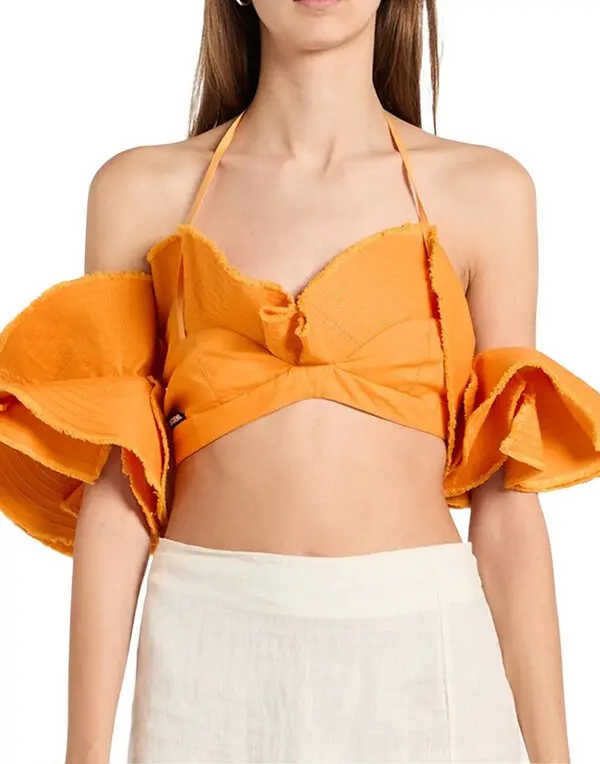 Jacquemus Cropped Top With Square Neck And Tie Detail