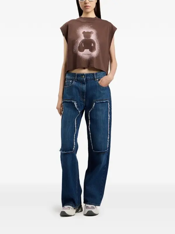 Palm Angels Spray Bear Boxy Cropped T-shirt