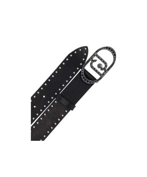 Liu Jo Stud Embellished Leather Belt With Logo Buckle