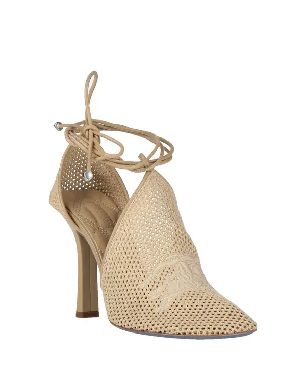 Burberry Mesh Leather High Heels With Embroidered Logo And Tie Fastening