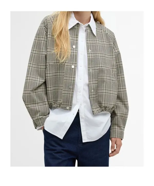 Barbour Plaid Cropped Jacket - Gray
