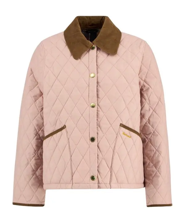 Barbour Short Diamond-quilted Jacket With Corduroy Collar