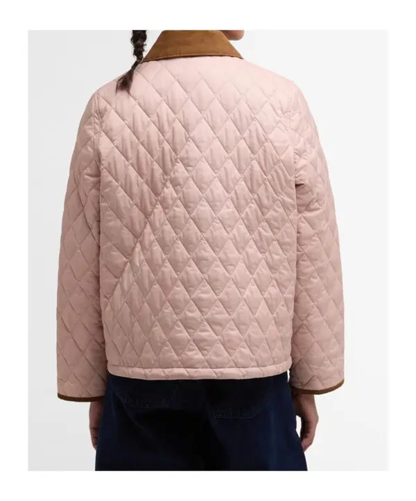 Barbour Short Diamond-quilted Jacket With Corduroy Collar