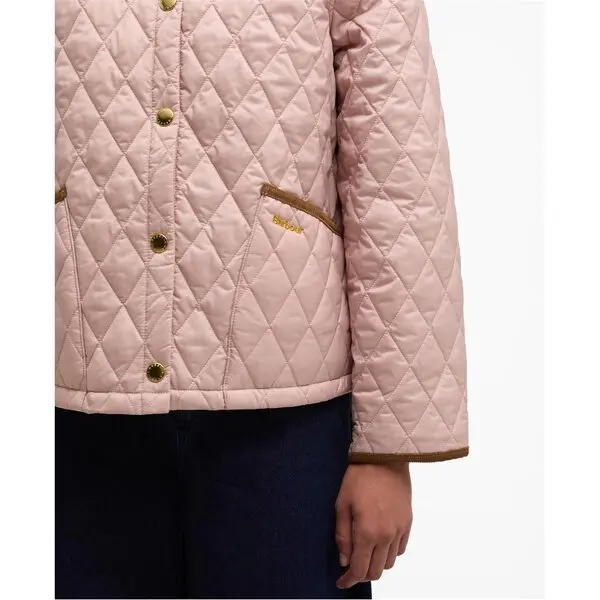 Barbour Short Diamond-quilted Jacket With Corduroy Collar