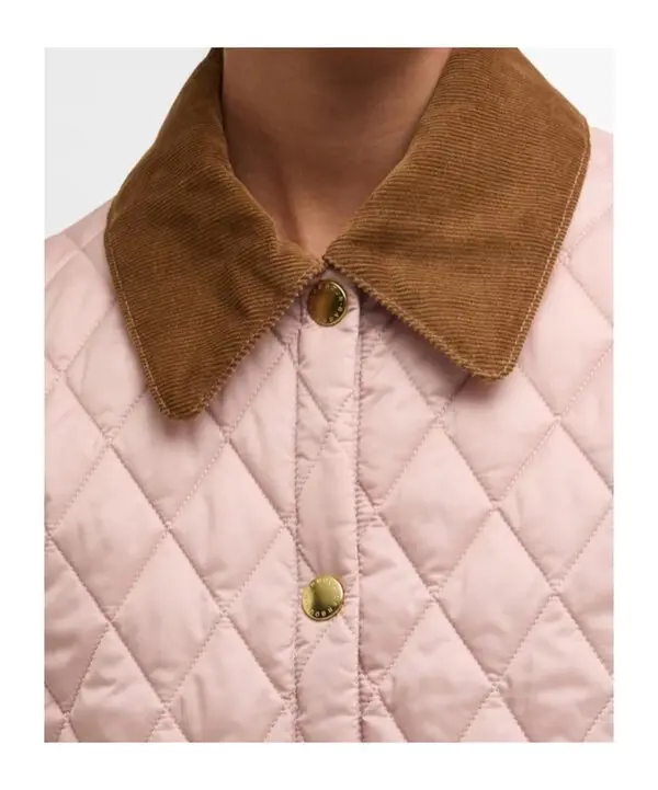 Barbour Short Diamond-quilted Jacket With Corduroy Collar