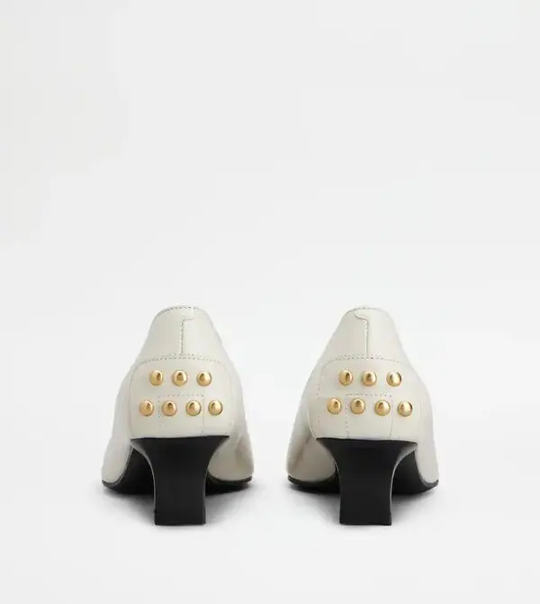TOD'S Leather Pumps With Metallic Detailing - White