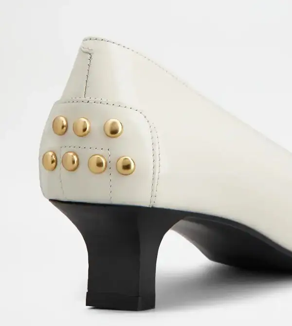 TOD'S Leather Pumps With Metallic Detailing - White