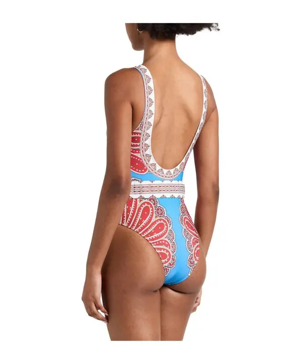 Farm Rio Printed One-piece Swimsuit With Belt